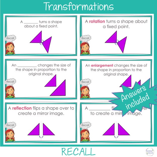 BUNDLE 2D Transformations Enlargement Reflection Rotation Translation ...
