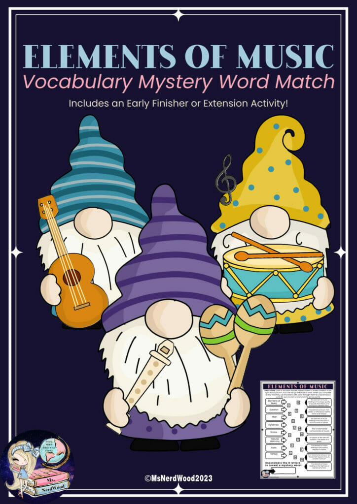 Vocabulary Mystery Word Match - Elements of Music - Teacher ...