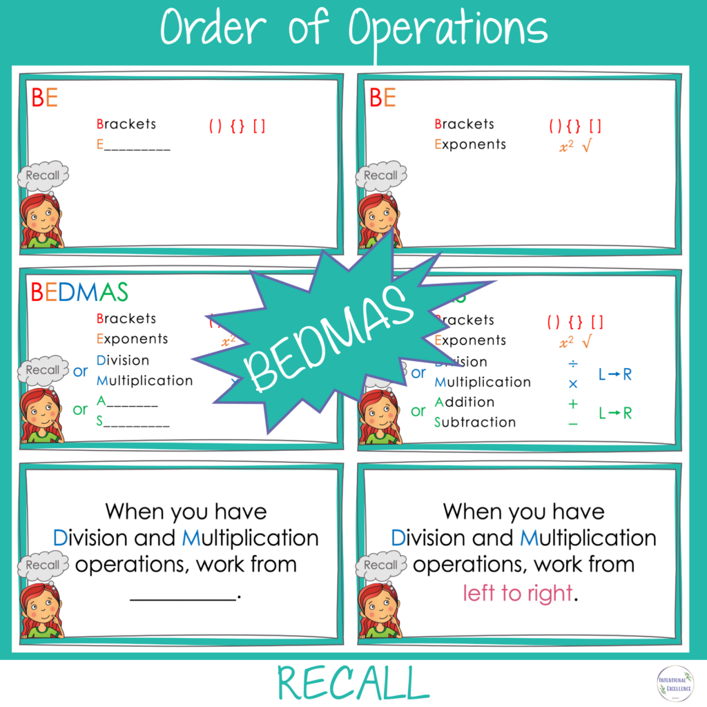 BEDMAS Order of Operations WARM UP Rapid Recall Routine Year 6 Math ...