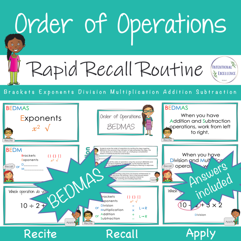 BEDMAS Order of Operations WARM UP Rapid Recall Routine Year 6 Math ...