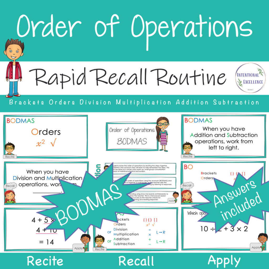 BODMAS Order of Operations WARM UP Rapid Recall Routine Year 6 Math ...
