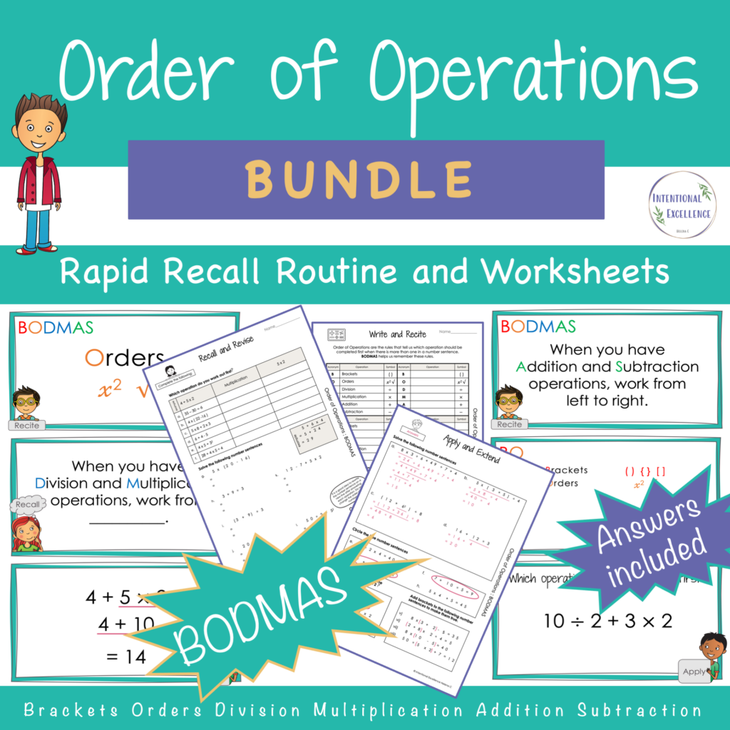 BUNDLE BODMAS Order of Operations WARM UP and WORKSHEETS Year 6 Math ...