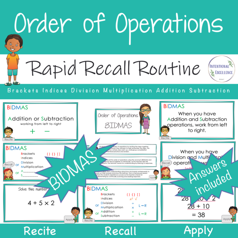 BIDMAS Order of Operations WARM UP Rapid Recall Routine Year 6 Math ...