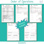 BIDMAS Order of Operations WORKSHEETS Year 6 Math Review Homework ...