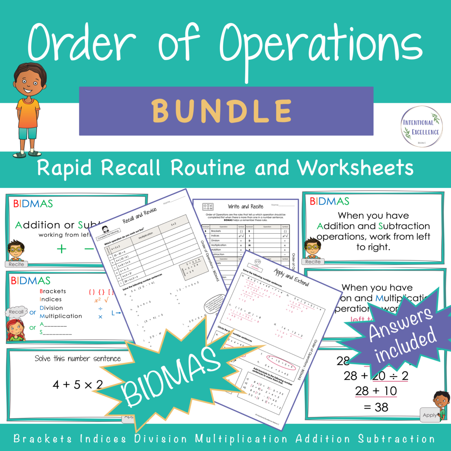 BUNDLE BIDMAS Order of Operations WARM UP and WORKSHEETS Year 6 Math ...