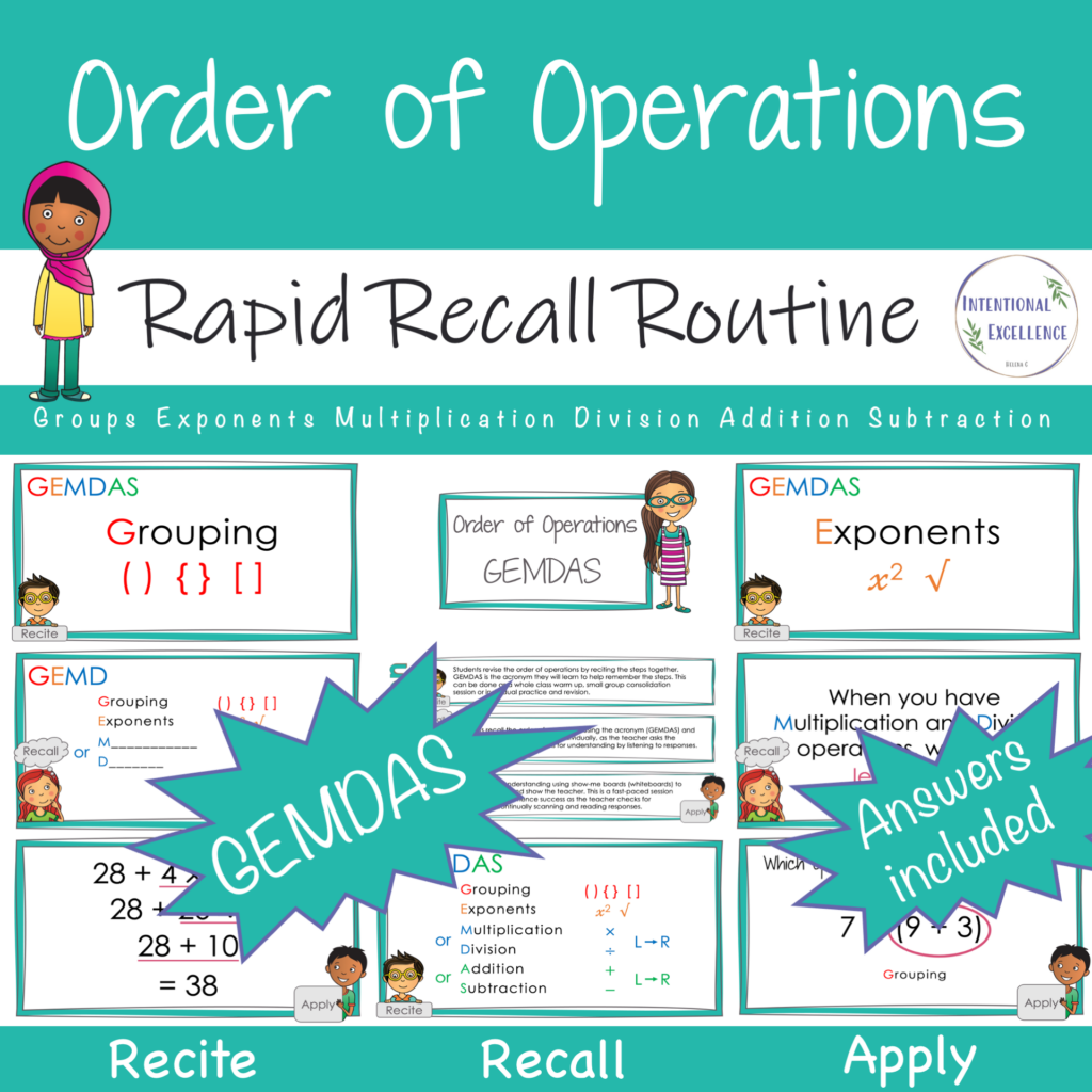 Order of Operations GEMDAS Rapid Recall Routine - Teacher Professional ...