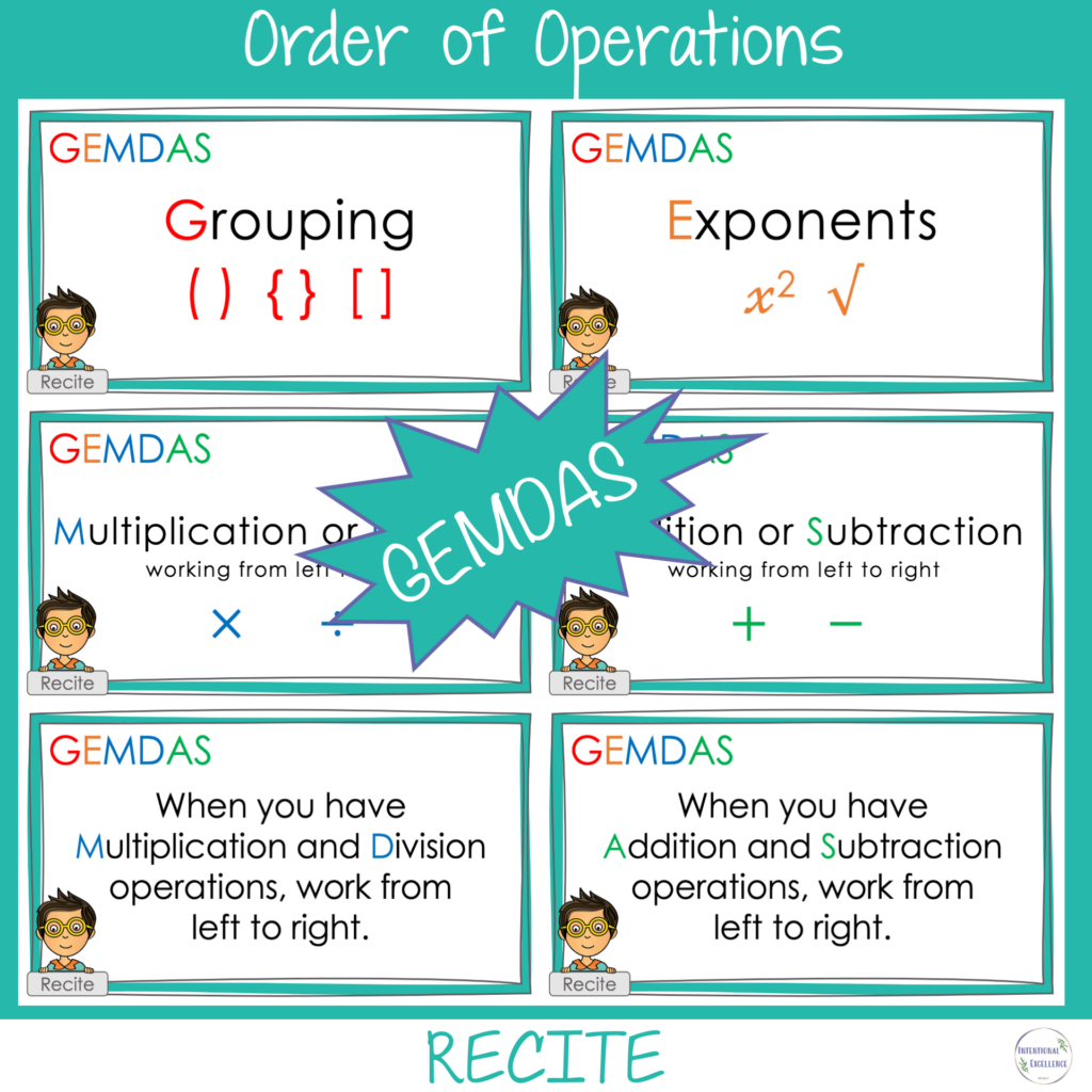 Order of Operations GEMDAS Rapid Recall Routine - Teacher Professional ...