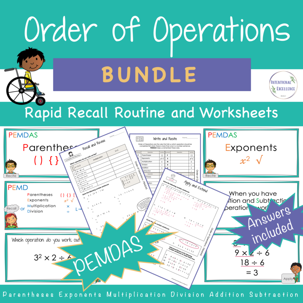 BUNDLE PEMDAS Order of Operations WARM UP and WORKSHEETS Year 6 Math ...