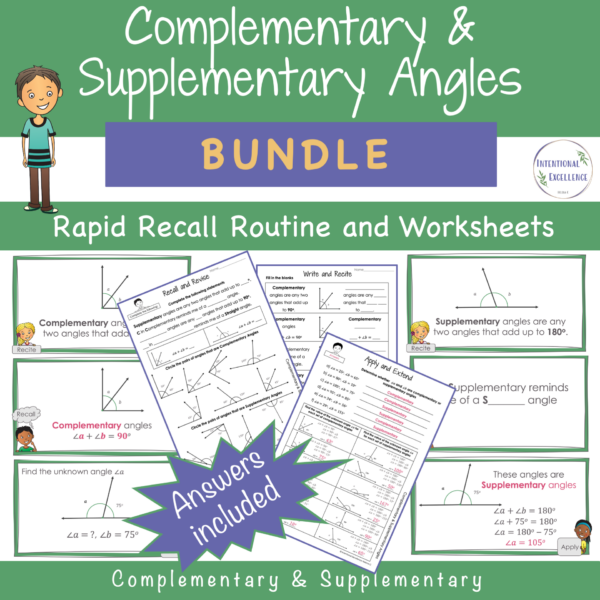 BUNDLE Complementary and Supplementary Angles WARM UP Activity and ...