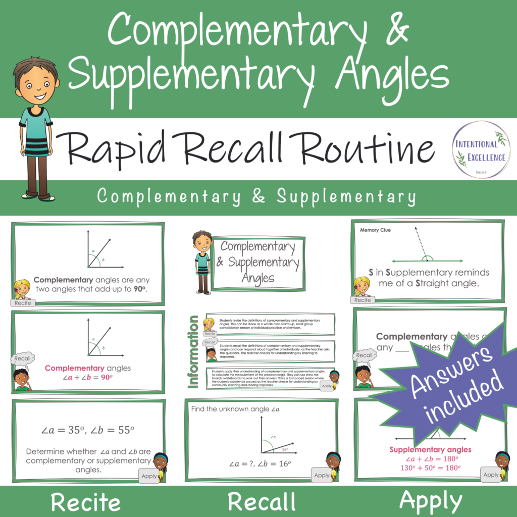 Complementary and Supplementary Angles Year 4 - 6 Math Review Warm up ...