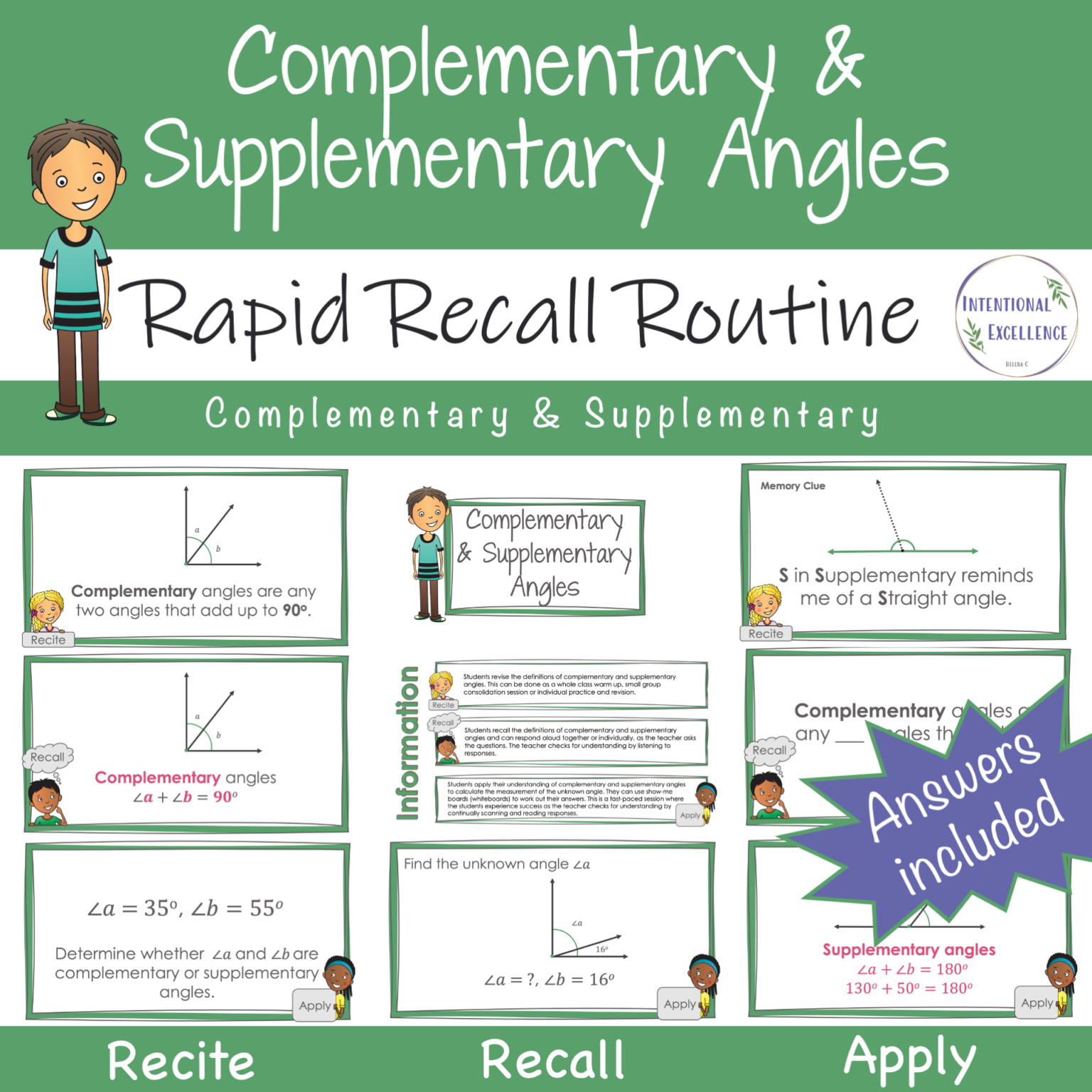 Complementary and Supplementary Angles Year 4 - 6 Math Review Warm up ...