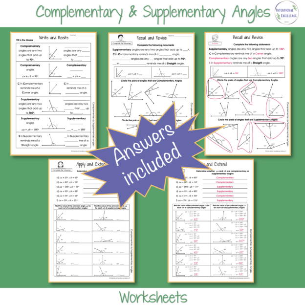Complementary and Supplementary Angles Year 4 - 6 Math Review Warm up ...