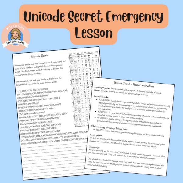 Unicode Secret Emergency Lesson - Teacher Professional Development
