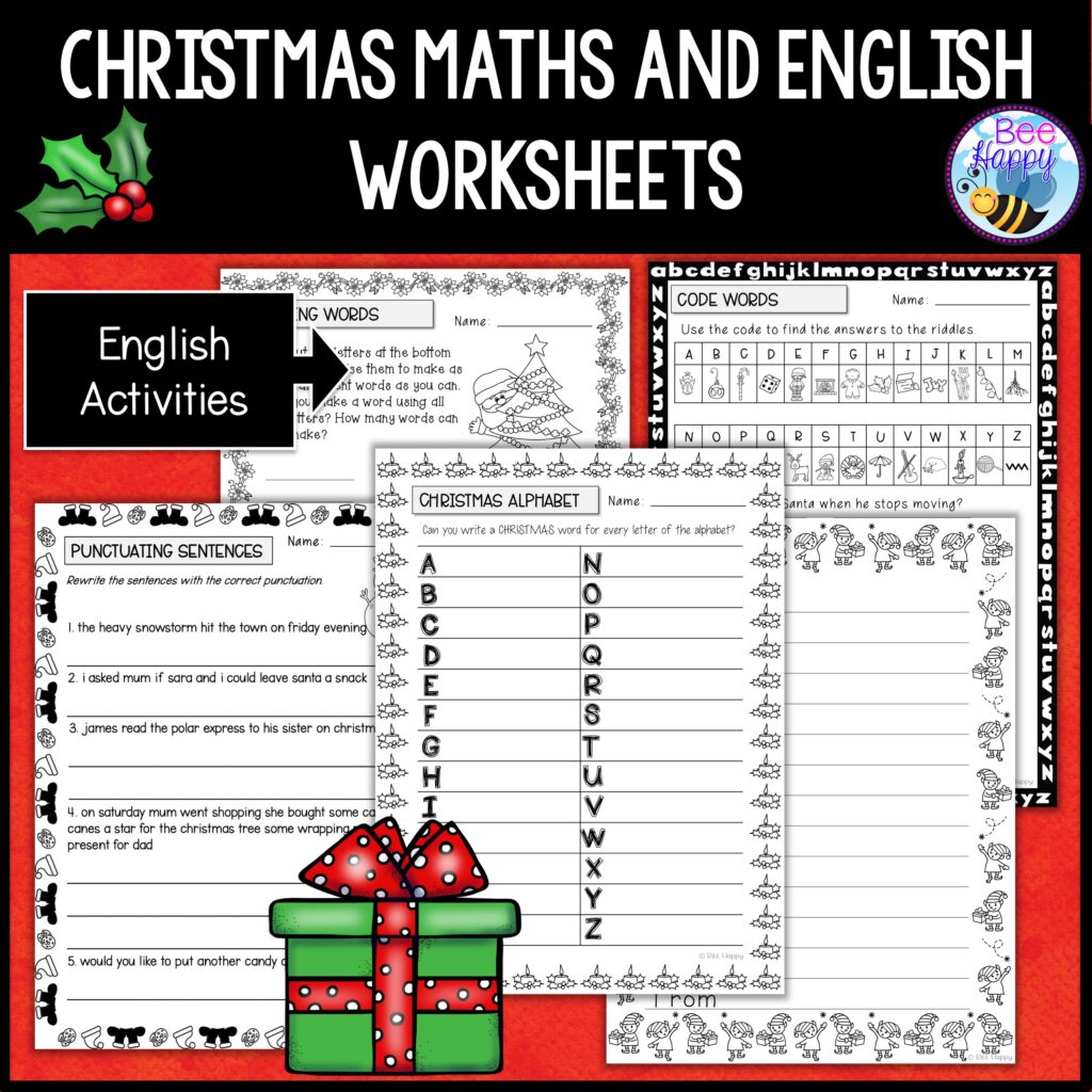 Christmas Maths and English Worksheets, Word Wall and Games Bundle ...