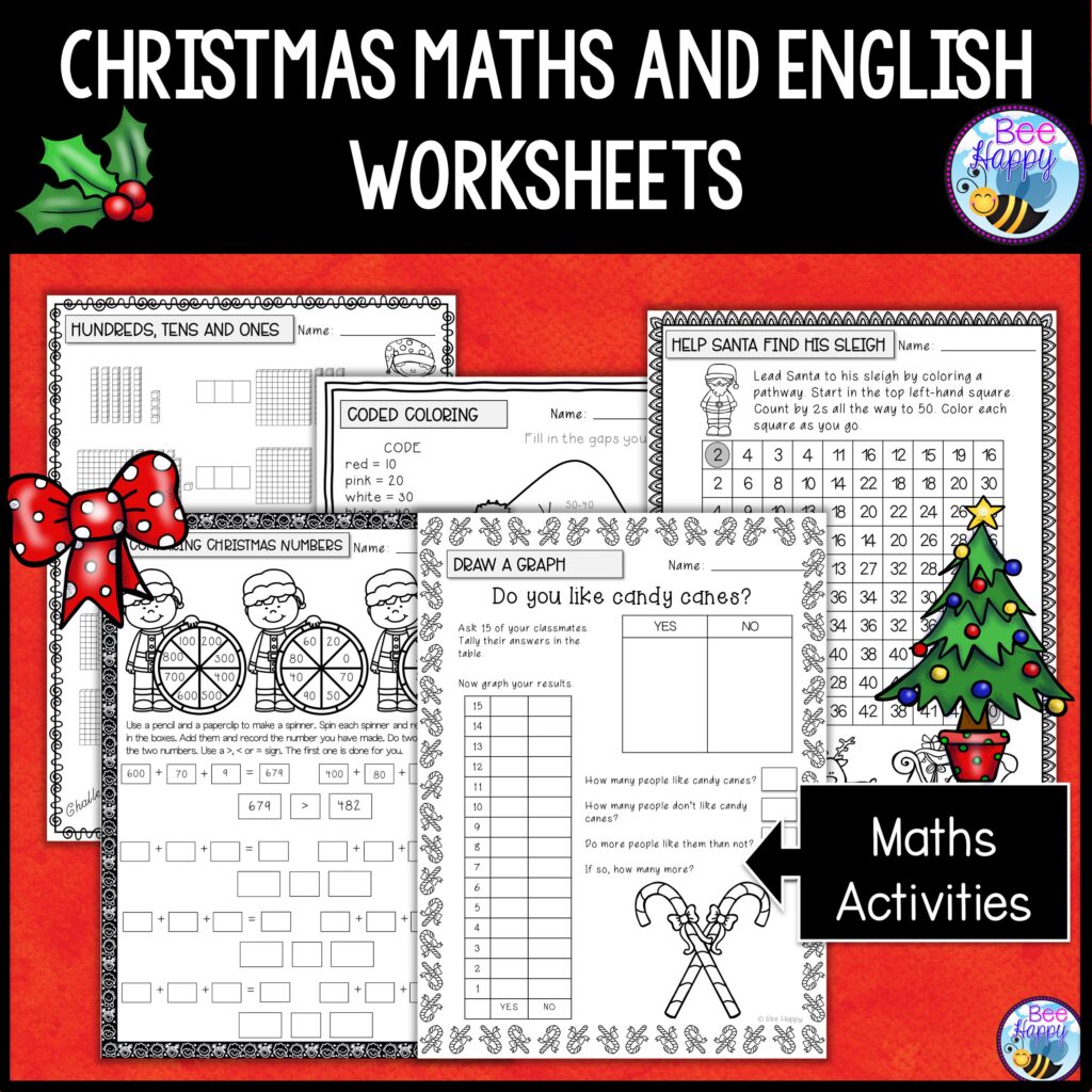 Christmas Maths and English Worksheets, Word Wall and Games Bundle ...