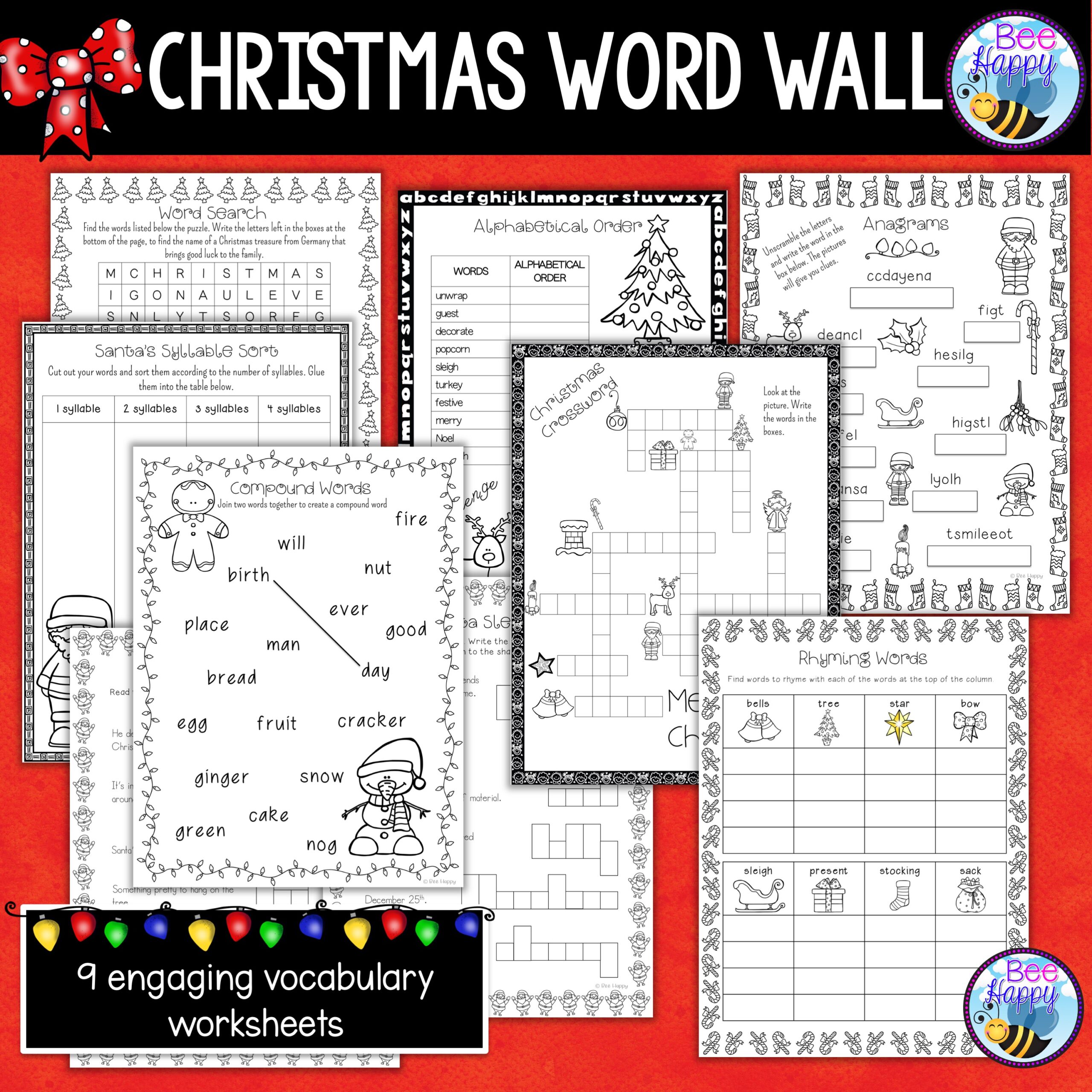 Christmas Maths and English Worksheets, Word Wall and Games Bundle ...
