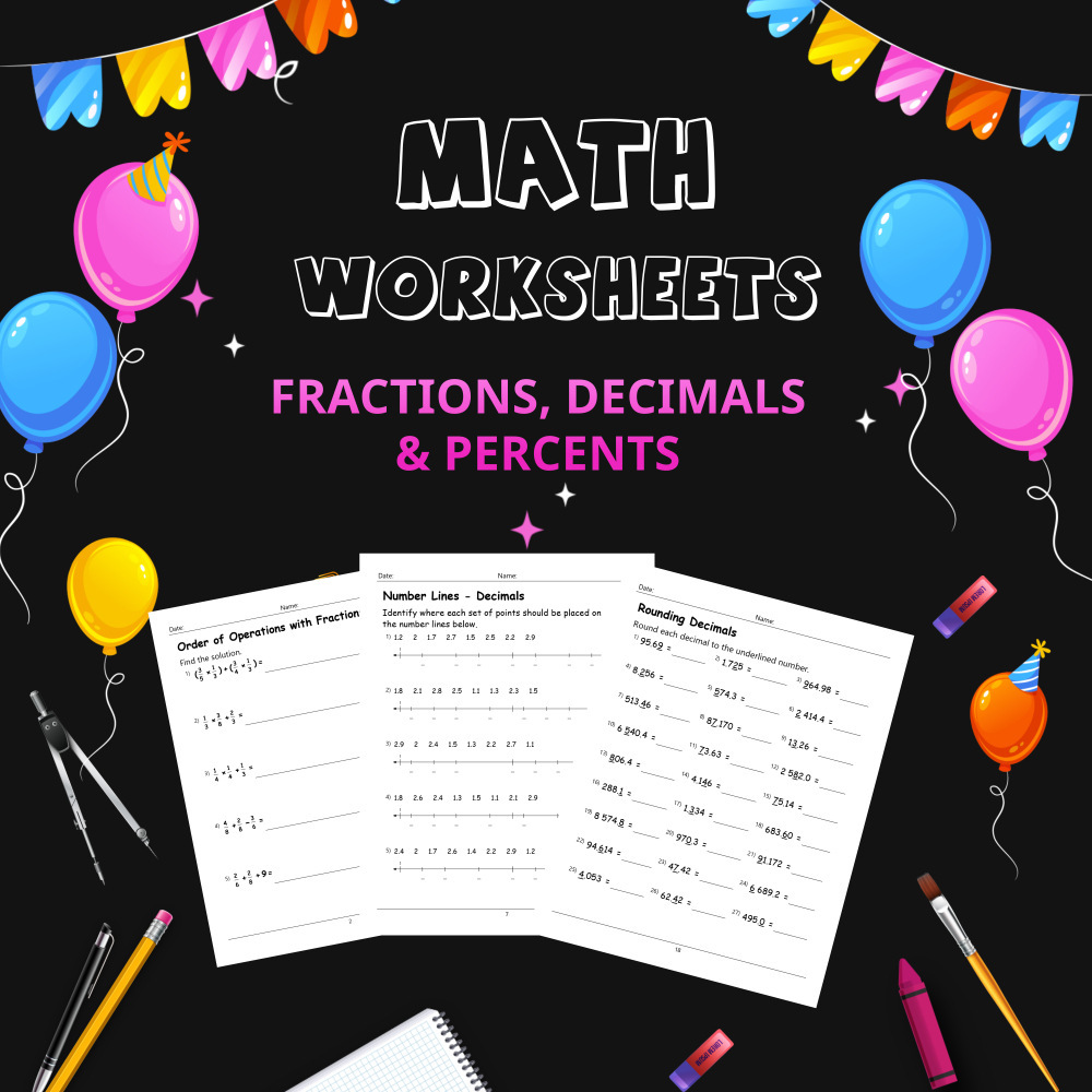 Fractions, Decimals and Percents Practice Problems - Teacher ...