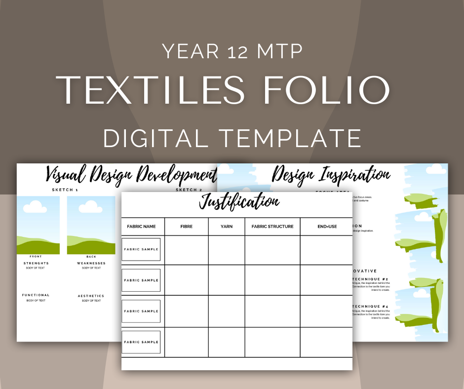 Year 12 HSC Textiles and Design Folio Canva Template - Teacher ...