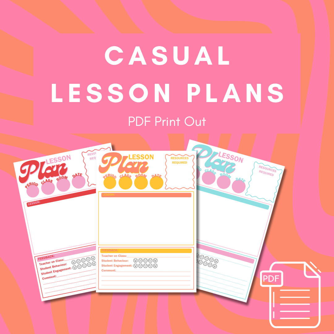 Casual Lesson Plan PDF Print Out - Teacher Professional Development