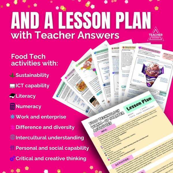 Food Technology Daily Classroom Warm-Up Starter Activities - Teacher ...