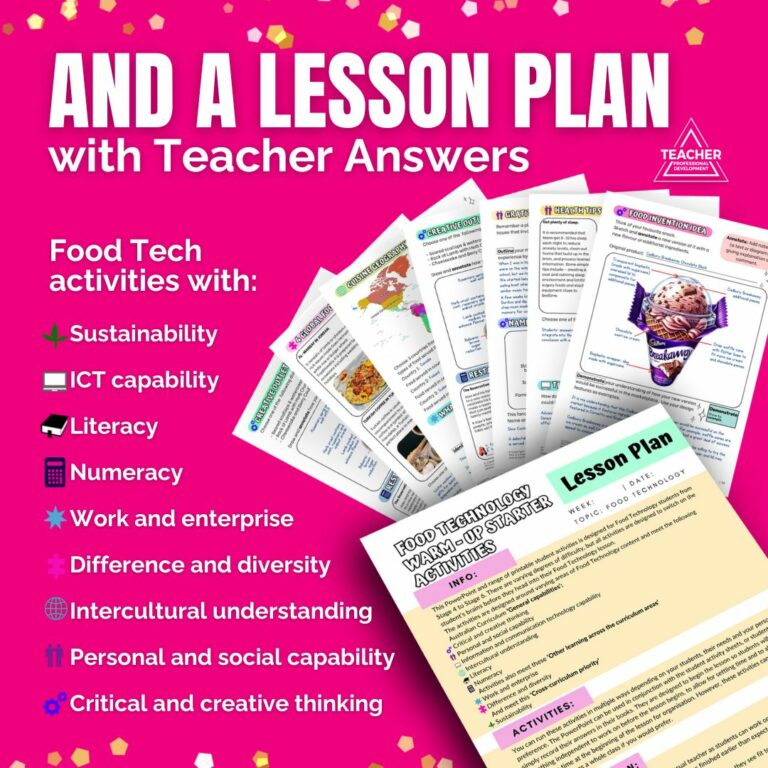 Food Technology Daily Classroom Warm-Up Starter Activities - Teacher ...