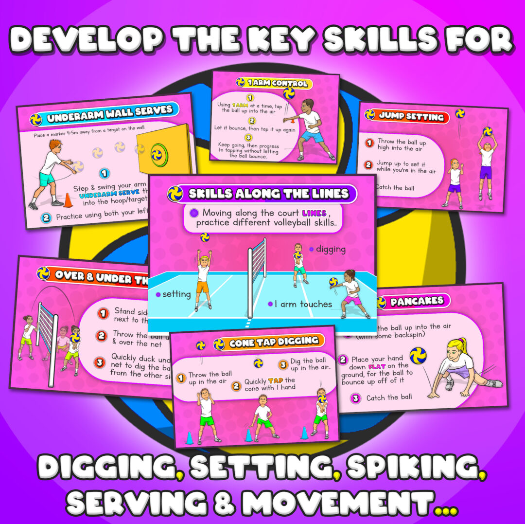 Volleyball skills & drills - Printable task cards for PE and sport ...
