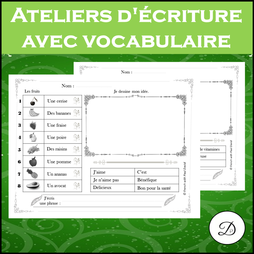 Ateliers d'écriture avec vocabulaire et images French writing prompts ...