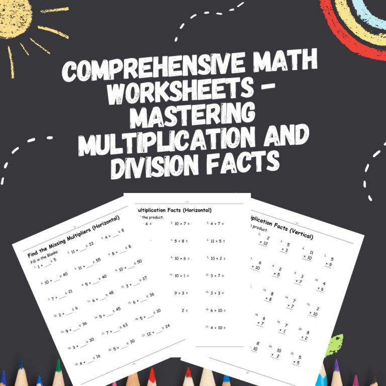 Comprehensive Worksheets for Multiplication & Division Facts Mastery ...