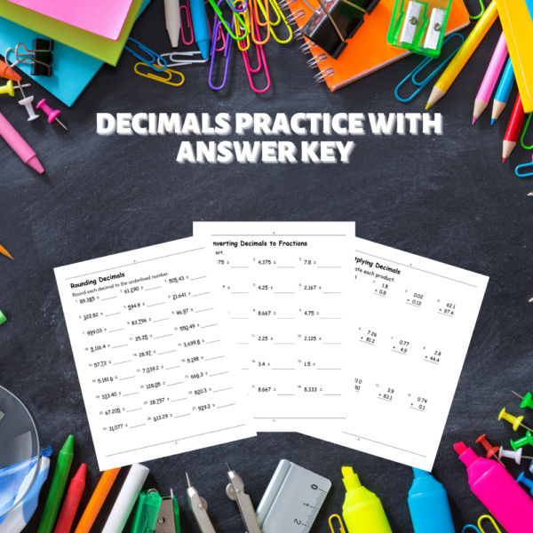 Comprehensive Decimal Practice Problems, Ordering, Adding, Multiplying ...