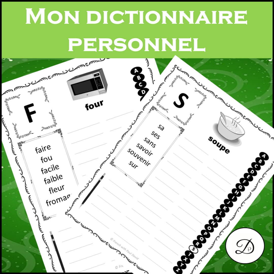 Mon dictionnaire personnel - French Personal Dictionary - Teacher ...