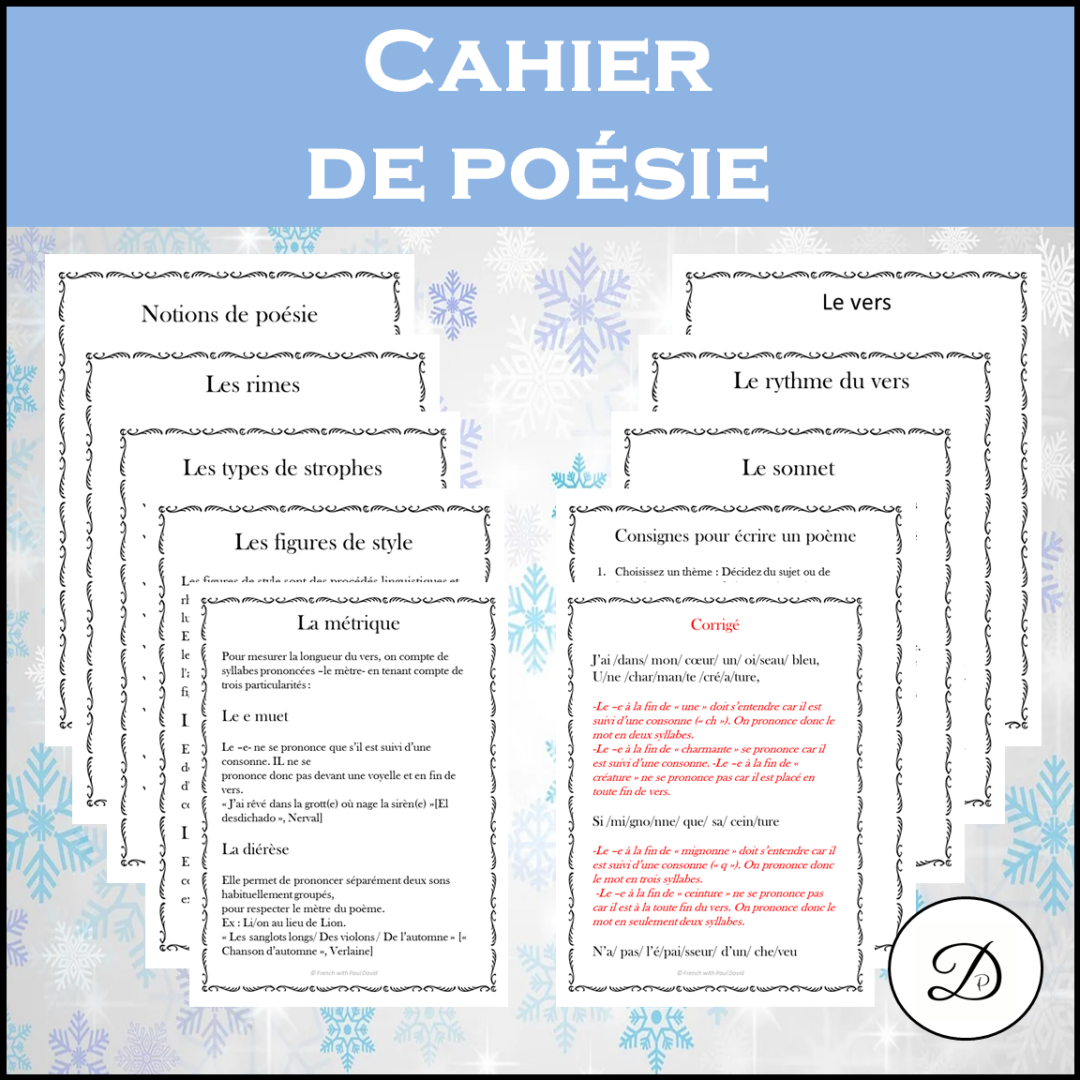 Cahier de poésie / French poetry notebook - Teacher Professional ...