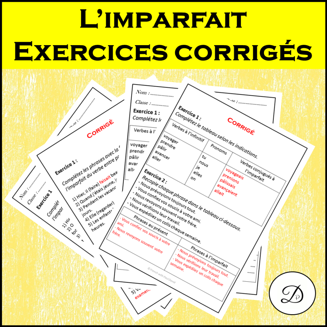 L'imparfait - Explications et exercices / French imparfait notes and ...