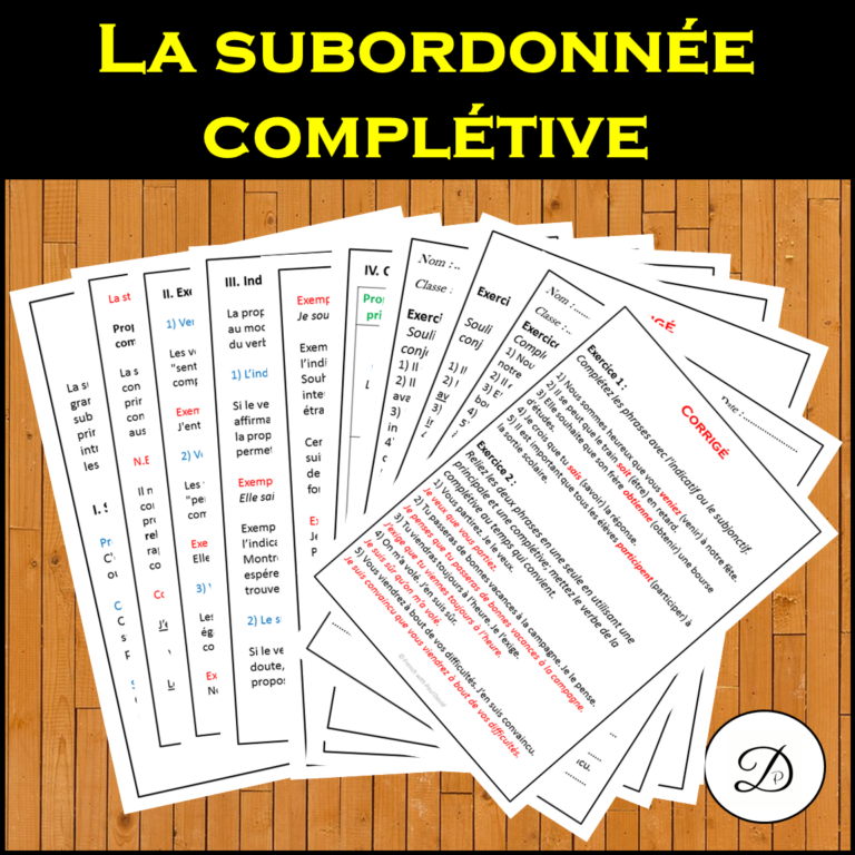 La subordonnée complétive : Explications et exercices corrigés ...