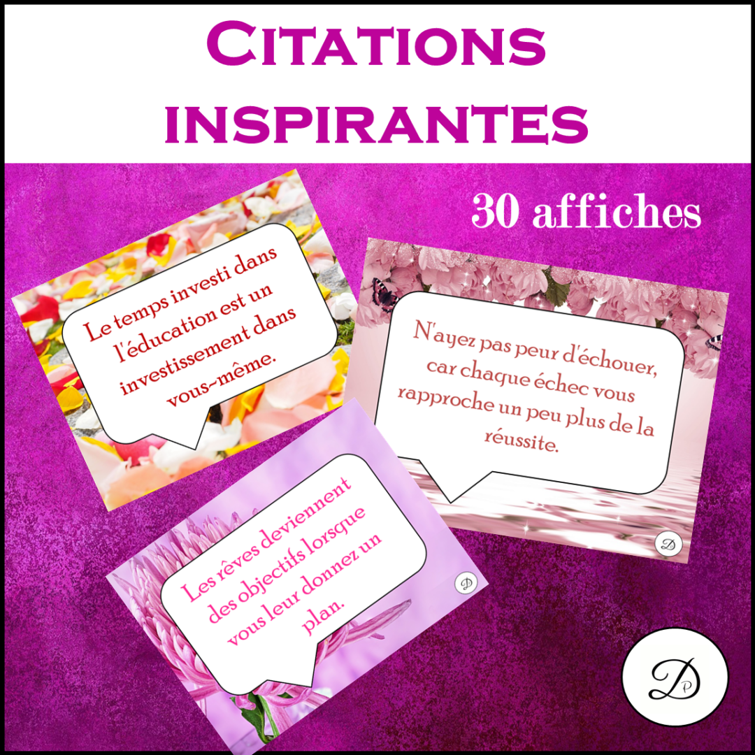 Citations inspirantes - 30 affiches / French Motivational Quotes ...