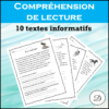 10 textes informatifs - Compréhension de lecture / French Reading ...