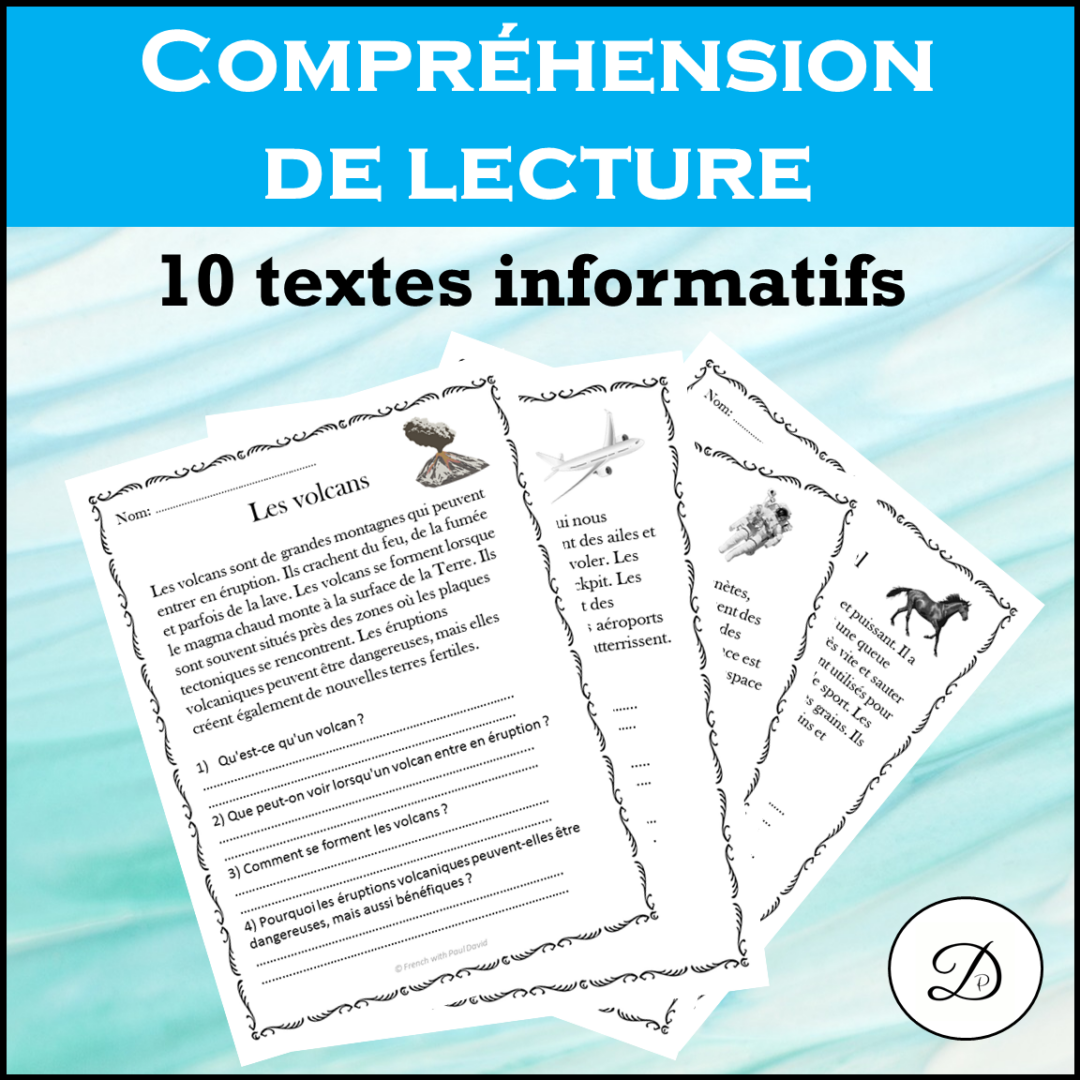 10 textes informatifs - Compréhension de lecture / French Reading ...