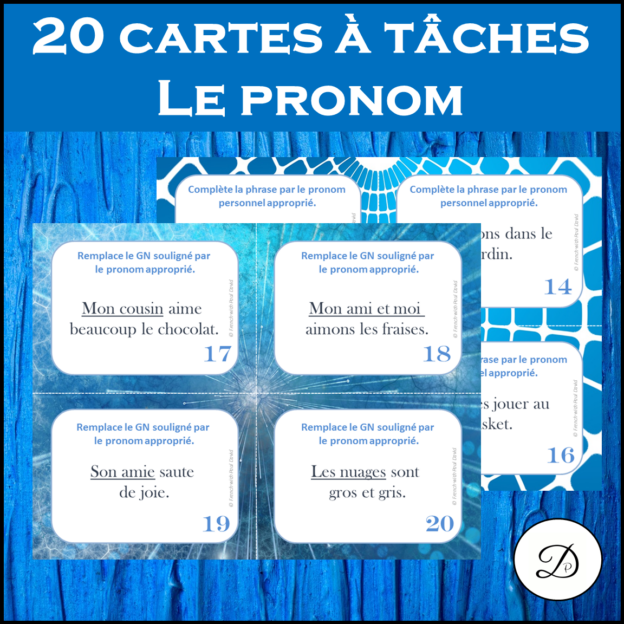 20 cartes à tâches - Le pronom / FRENCH GRAMMAR TASK CARDS - Teacher ...