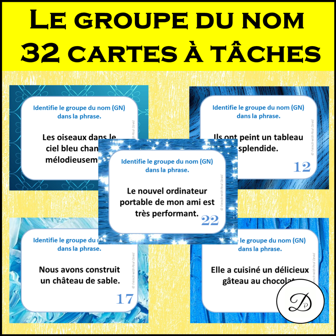 Le groupe du nom - 32 cartes à tâches / French Grammar - Teacher ...