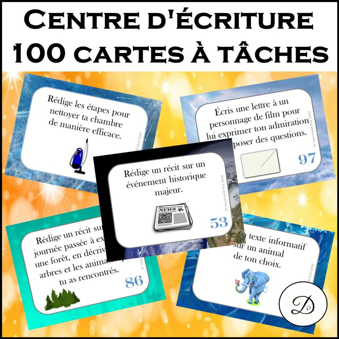 Centre d'écriture - 100 cartes à tâches / FRENCH Writing Center - Task ...
