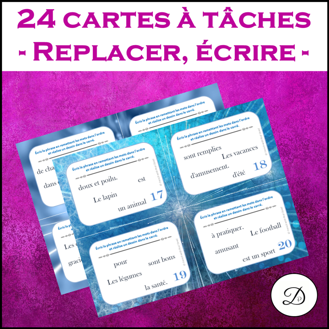 24 cartes à tâches de lecture : replacer, écrire, dessiner / French ...