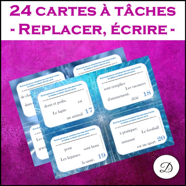 24 cartes à tâches de lecture : replacer, écrire, dessiner / French ...