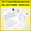 10 Compréhensions de lecture - Espace / French Space Reading ...