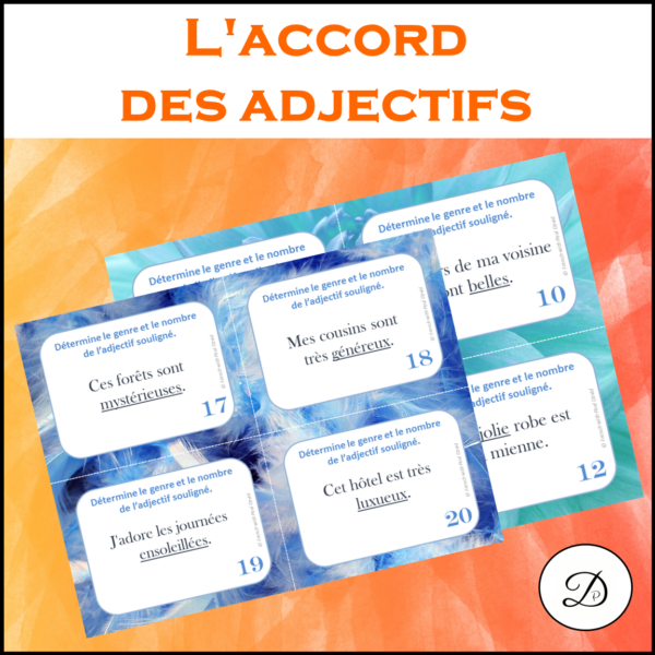 L'accord des adjectifs - 40 cartes à tâches / French Adjectives ...