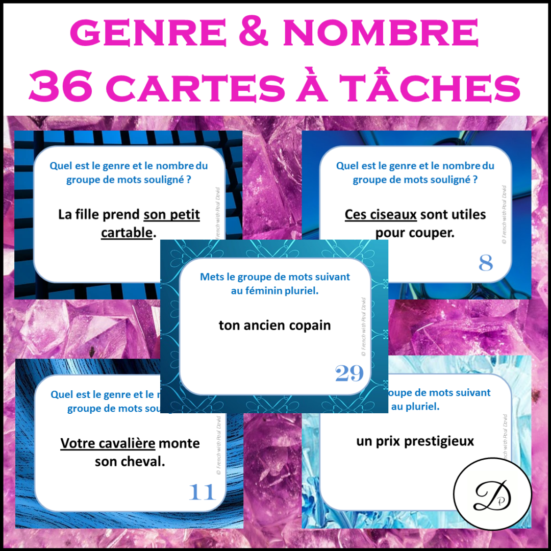 Le genre et le nombre - 36 cartes à tâches / French grammar - Teacher ...