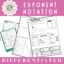 Grade 7 - Exponent Notation - Worksheets - Differentiated - Digital and ...