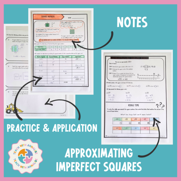 Grade 7 - Square Numbers and their Roots -Worksheets- Differentiated ...
