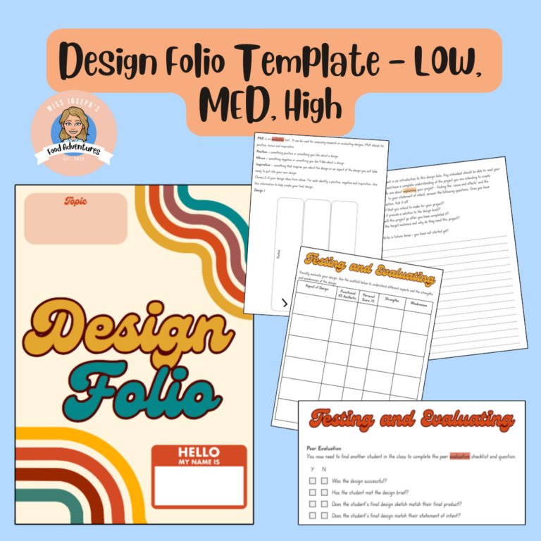 Design Folio Template - Low, Medium, High - EDITABLE - Teacher ...