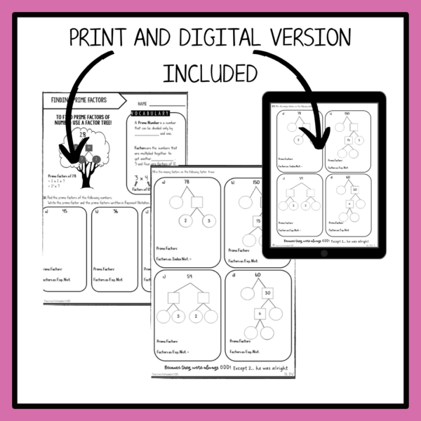 Grade 7 - Finding Prime Factors - Worksheets - Differentiated - Digital ...