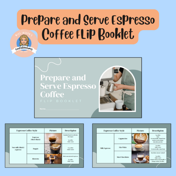 Prepare and Serve Espresso Coffee Flip Booklet - Teacher Professional ...