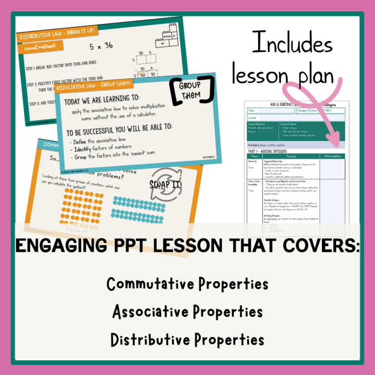 BUNDLE Distributive, Associative & Commutative Worksheets & matching ...